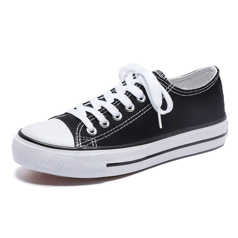Thin black solid canvas shoes - Canvas Shoes Manufacturers, Custom ...